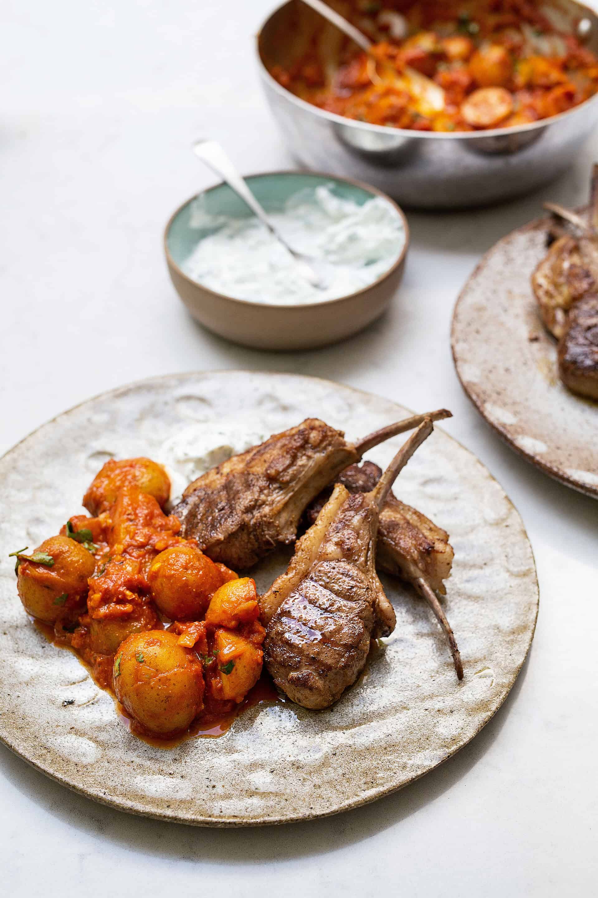 Tom Kerridge's Fresh Start: Spiced lamb cutlets with Bombay aloo ...